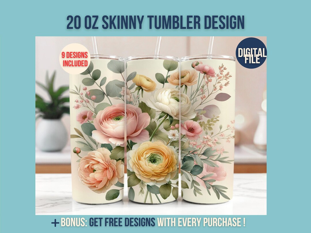 Boho Floral Tumbler Wrap: Dainty Field Flowers PNG (digital Download ...