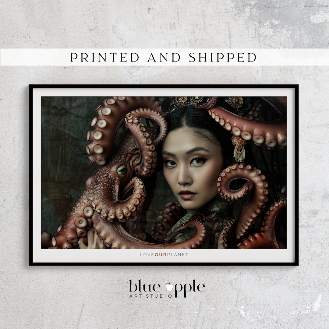 Exquisite Woman and Octopus Poster, Japanese Art Print, Framed or ...