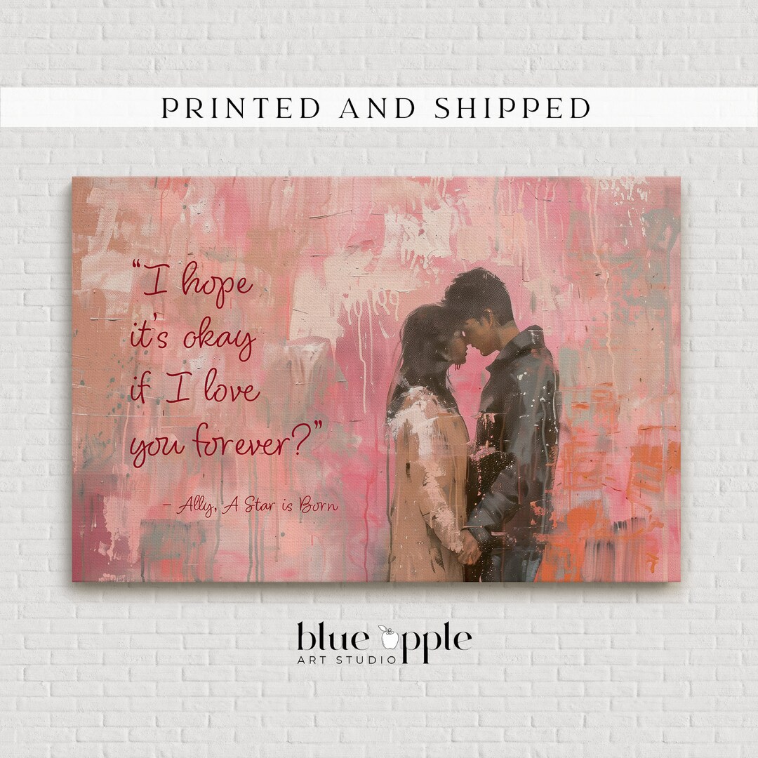 Love You Forever - Romantic Painting Art Print on Canvas, Young Couple ...