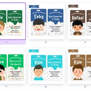 Kids Bag Tag Template | Editable School & Luggage Tags in Canva ...