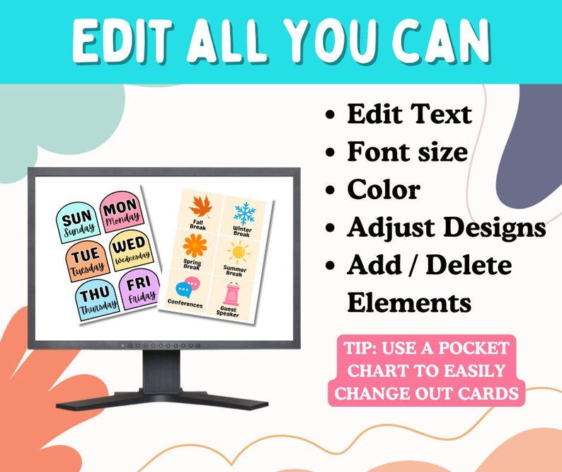 Classroom Calendar Display and Weather Station Printable Bright Pastel ...