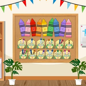 Crayon-themed Birthday Banner – Colorful School Poster Decor | Colorful ...