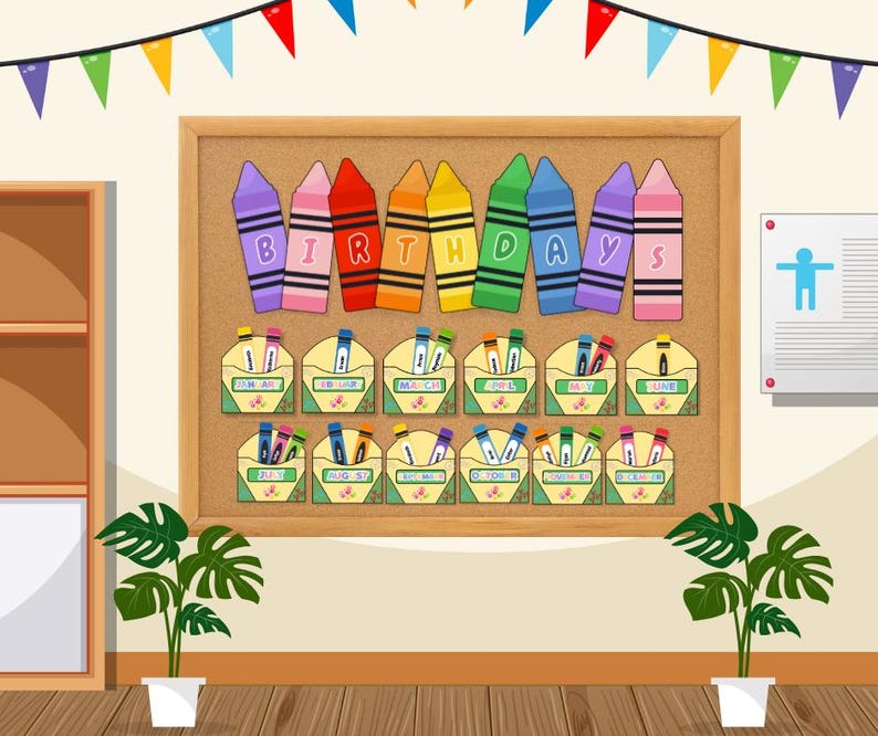 Crayon-themed Birthday Banner – Colorful School Poster Decor | Colorful ...