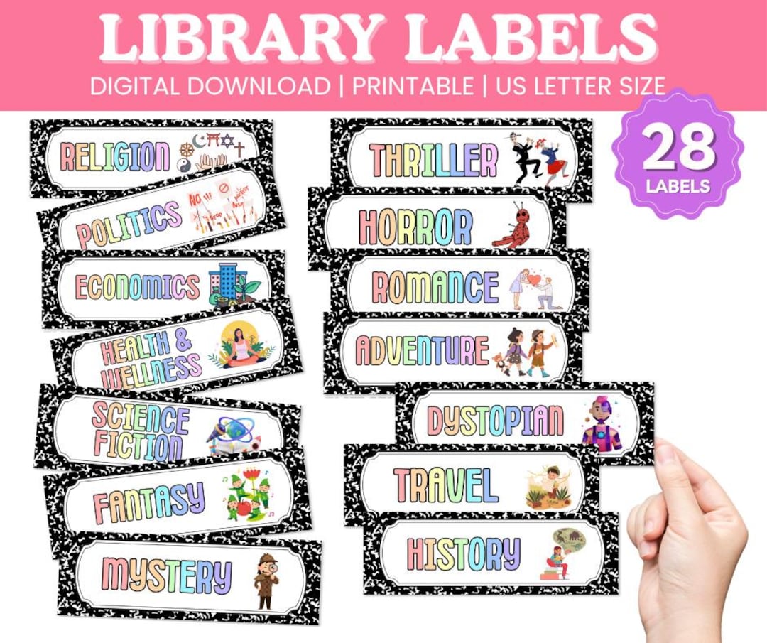 Classroom Library Labels by Genre & Topic for Book Bins and Bookshelves ...