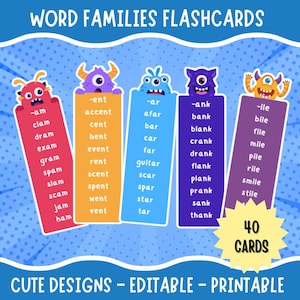 CVC Words Flashcards: Learn to Read, Word Family Lists (printable) - Etsy