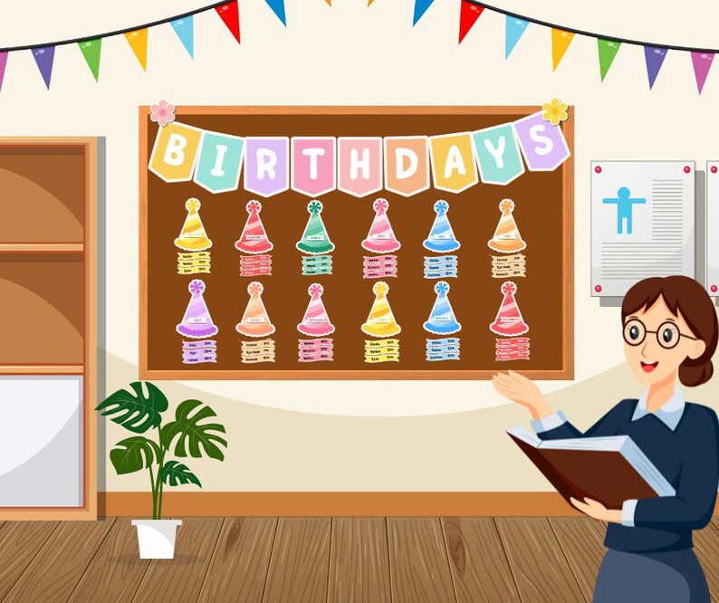Editable Classroom Birthday Display – Bright Pastel Decor for Classroom ...