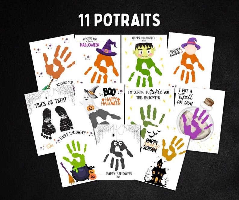 Halloween Handprint Art Bundle, Printable Handprint Crafts, Ghost ...