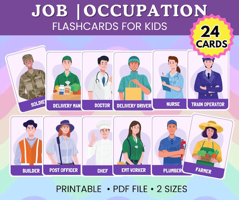Jobs and Professions Flashcards for Kids | Community Helpers Printable ...