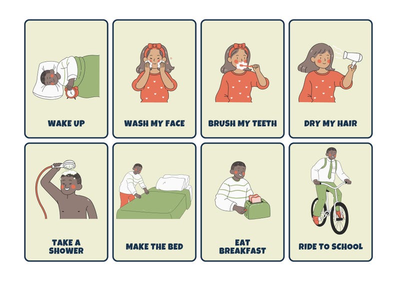 Daily Routine Cards Visual Schedule Toddler Routine Chart for Kids ...