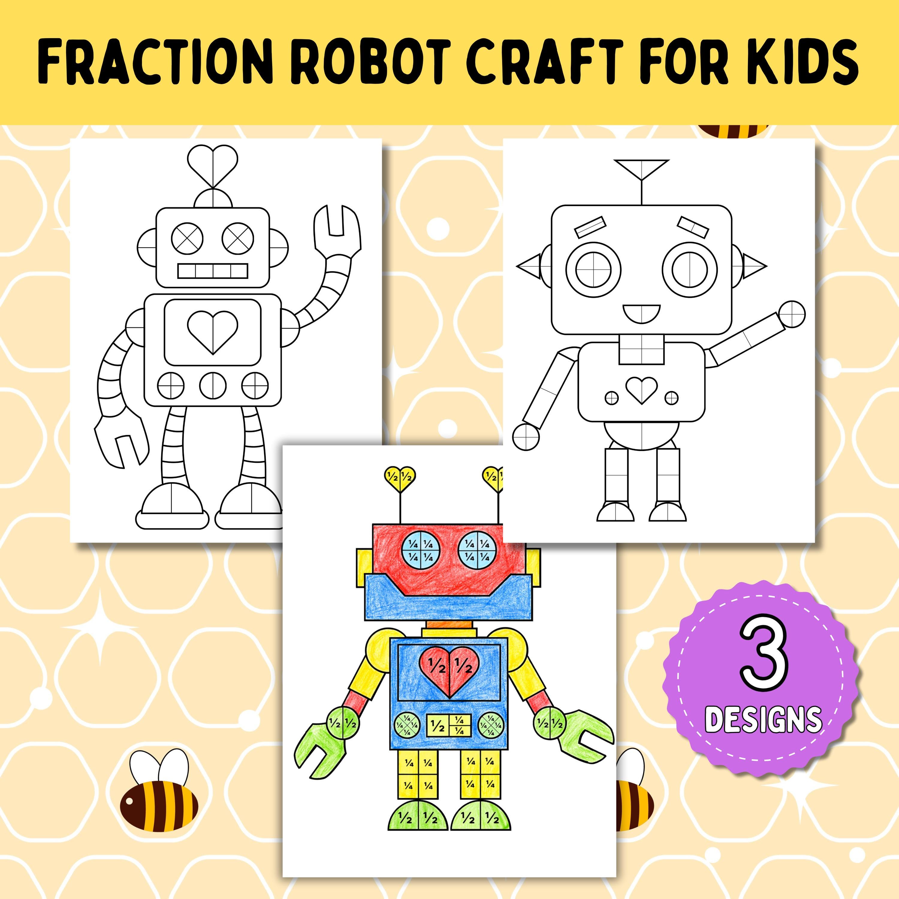 Fraction Robot Craft for Kids | Printable Math Fraction Activity ...