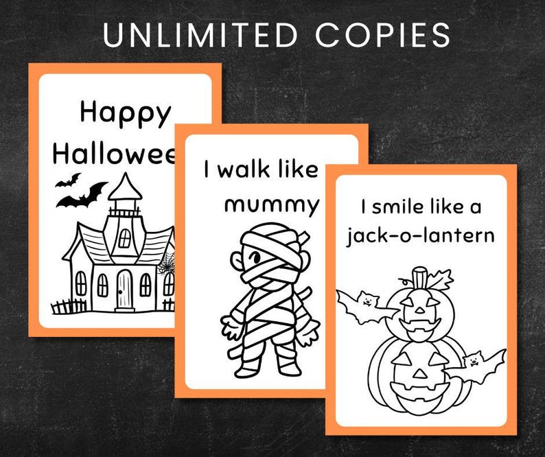 Halloween Printable 8 Flashcards and Coloring Worksheets | Halloween ...