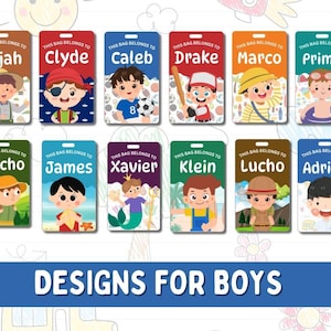 Kids Bag Tag Template | Editable School Luggage Tags in Canva ...