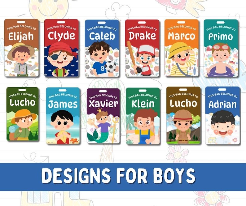 Kids Bag Tag Template | Editable School Luggage Tags in Canva ...