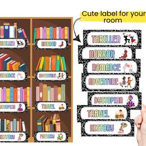 Classroom Library Labels by Genre & Topic for Book Bins and Bookshelves ...