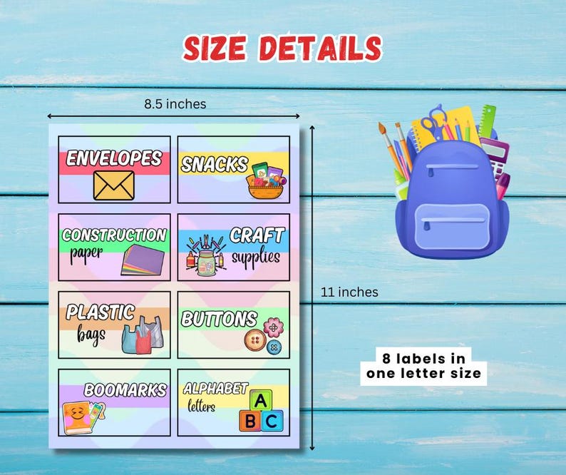 School Supplies Label Set – Printable for Kids & Classrooms | Back to ...
