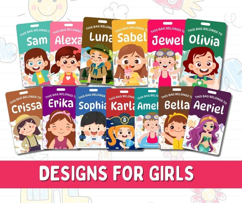 Kids Bag Tag Template | Editable School Luggage Tags in Canva ...