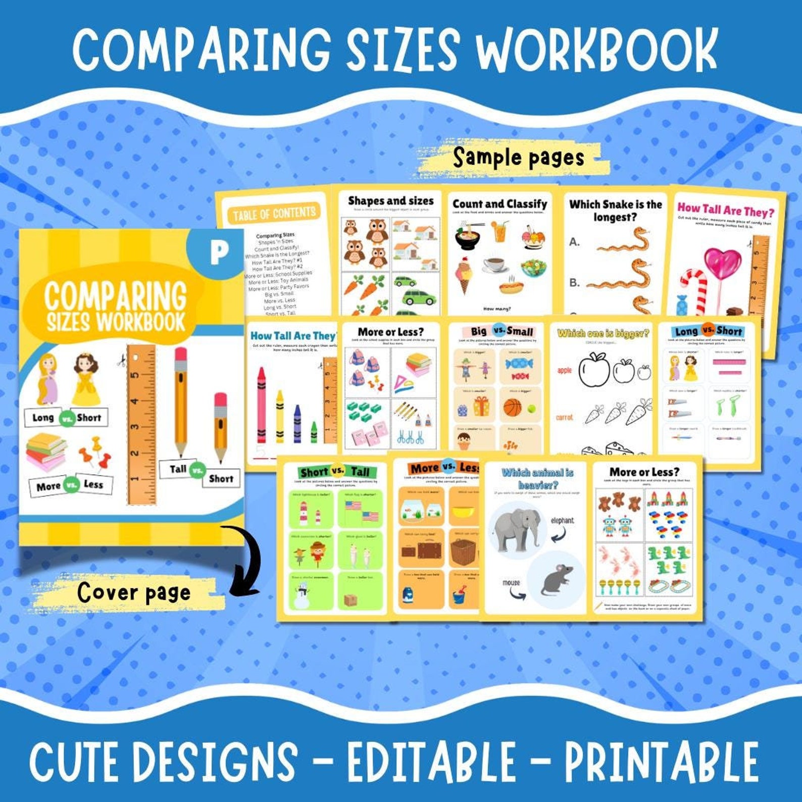 Comparing Sizes Printable Workbook – Early Math Activity for Preschool ...