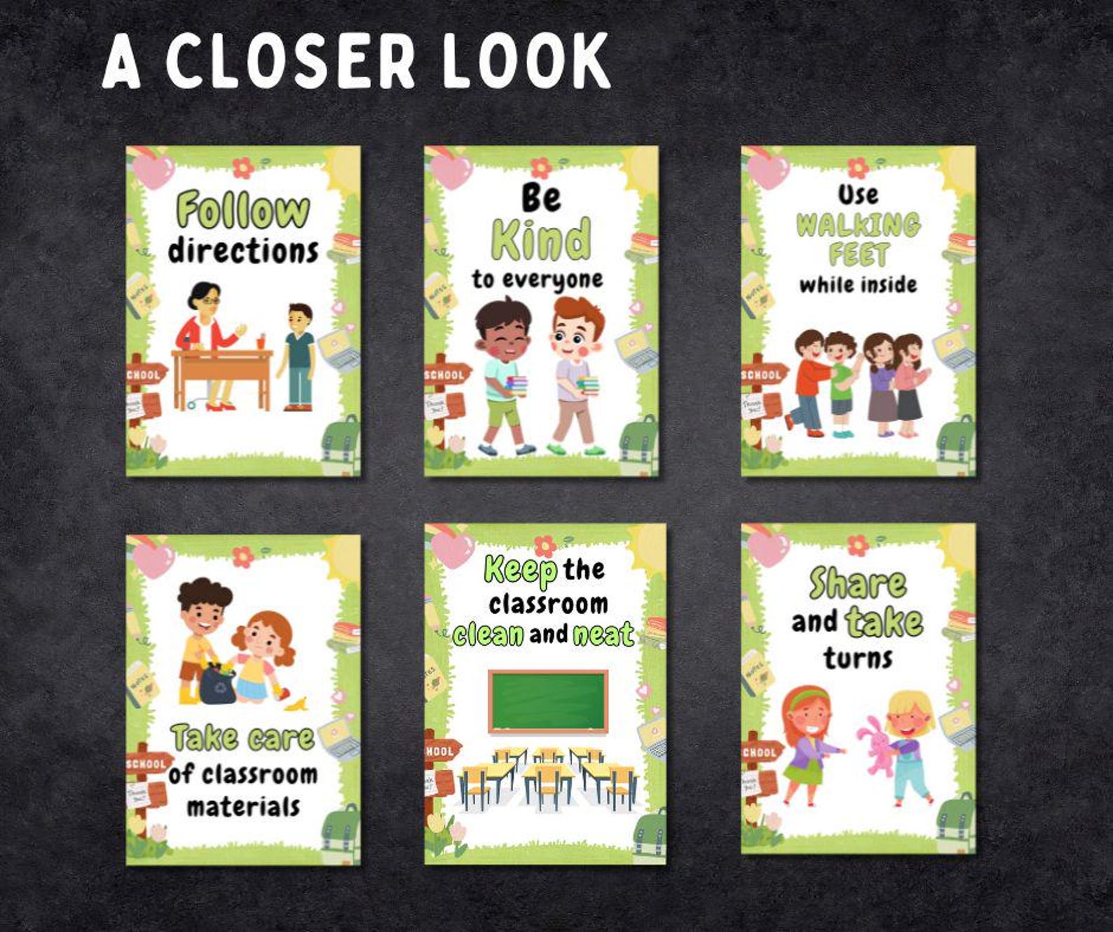 Classroom and Daycare Rules Printable Posters | Behavior Guidelines ...