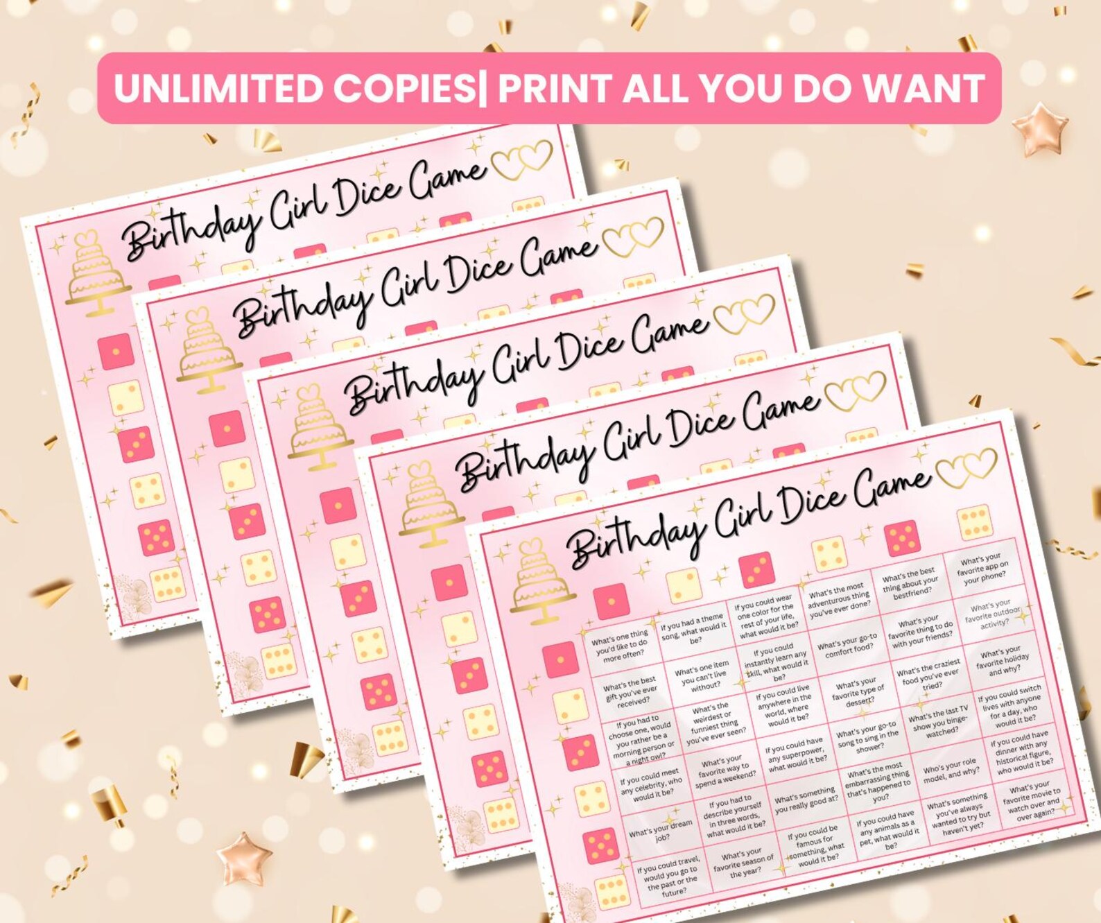 Birthday Party Dice Game: Fun Trivia for Teens (printable) - Etsy