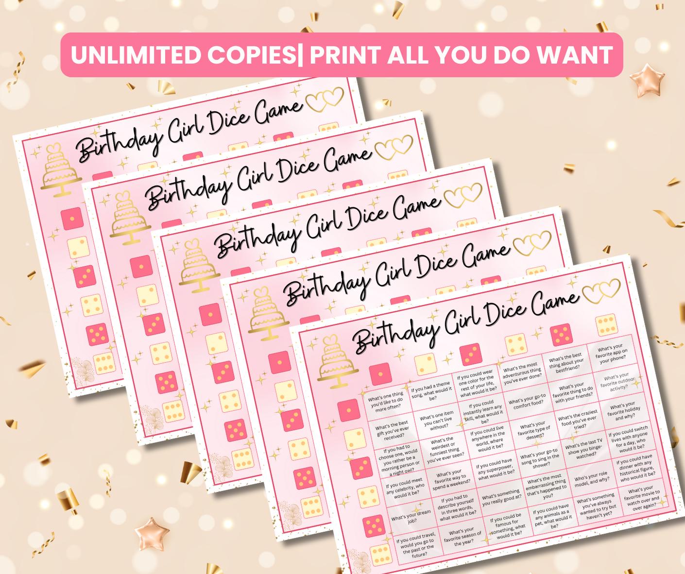 Birthday Party Dice Game: Fun Trivia for Teens (printable) - Etsy