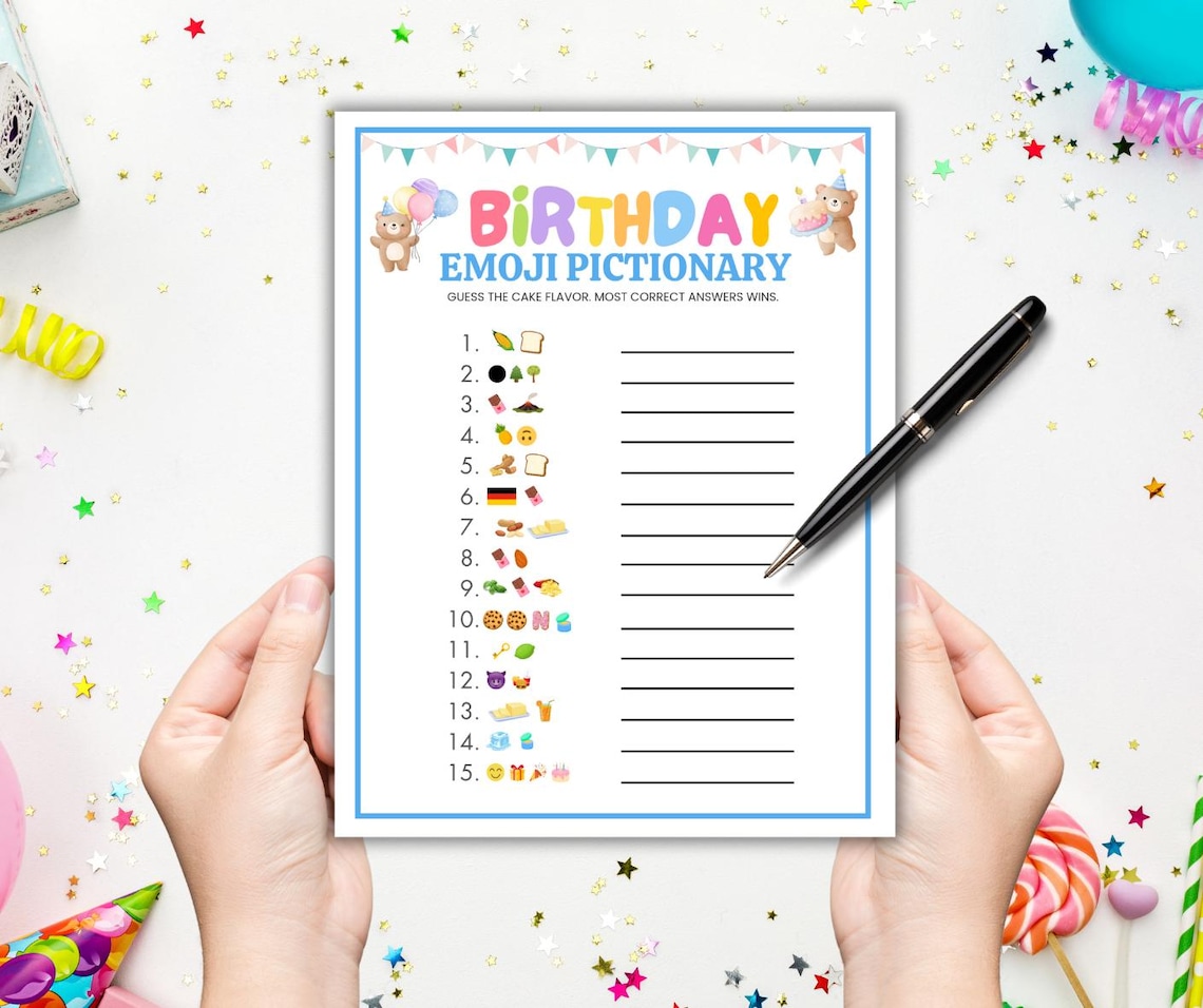 Birthday Emoji Pictionary Game Printable Birthday Game Birthday Party ...