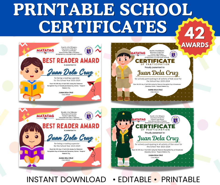 Printable Student Award Certificates: Editable School Certificates ...