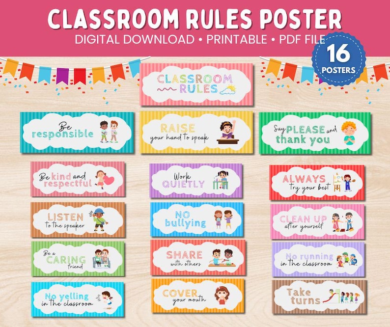 Printable Classroom Rules | Daycare Behavior Guidelines | Pre-k Rules ...