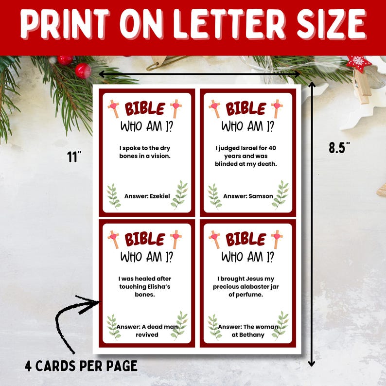 160 Bible Who Am I Trivia Cards Printable Christian Party Game for Kids ...