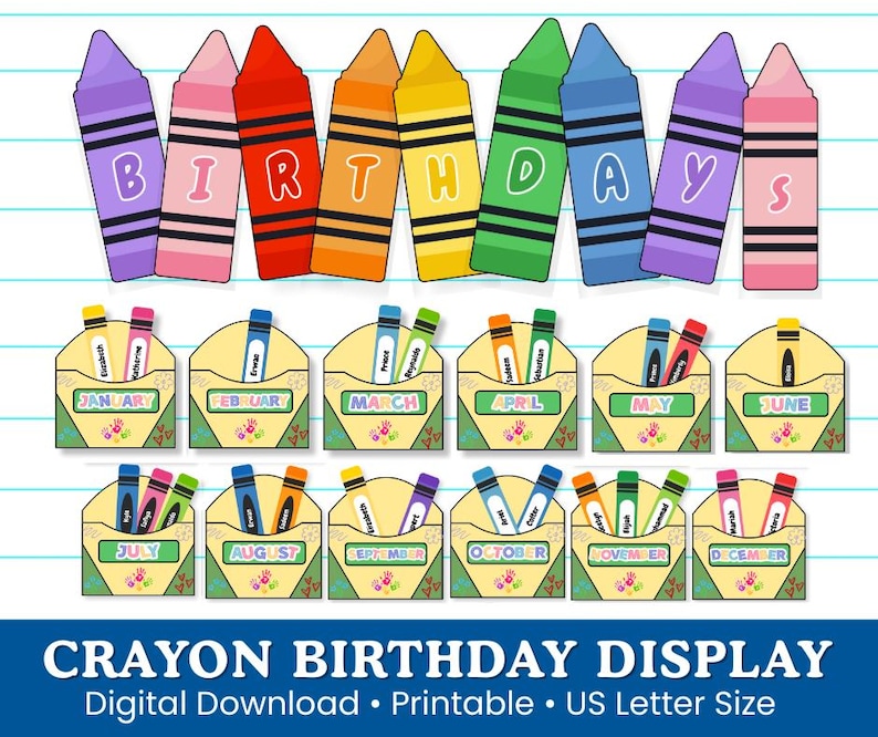 Crayon-themed Birthday Banner – Colorful School Poster Decor | Colorful ...