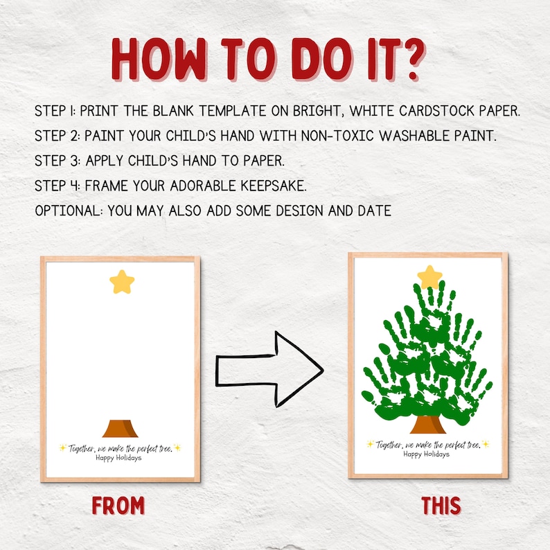 Christmas Tree Handprint Art, Printable | DIY Xmas Gift for Parents ...