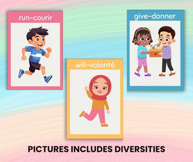 French Verb Flashcards | Printable Language Learning Cards for Kids ...