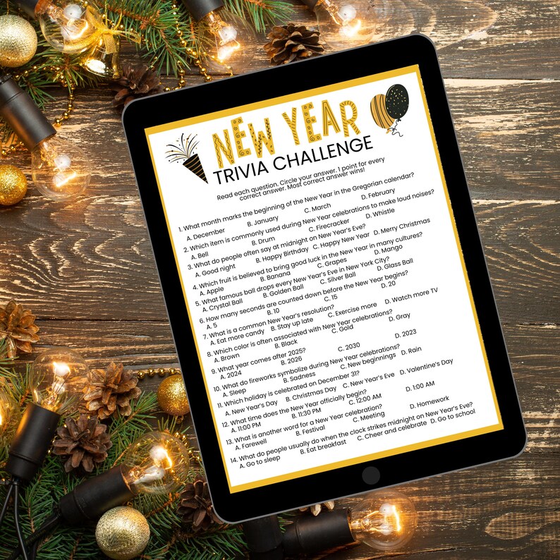 New Year Trivia Game Printable New Year Family Games New Years Eve Game ...