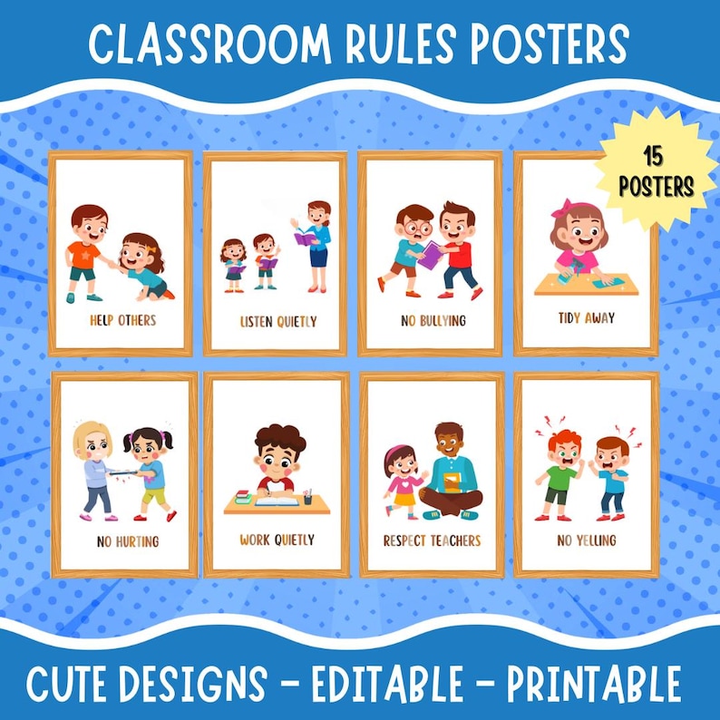 Classroom Rules Posters | Printable Educational Wall Decor for Teachers ...