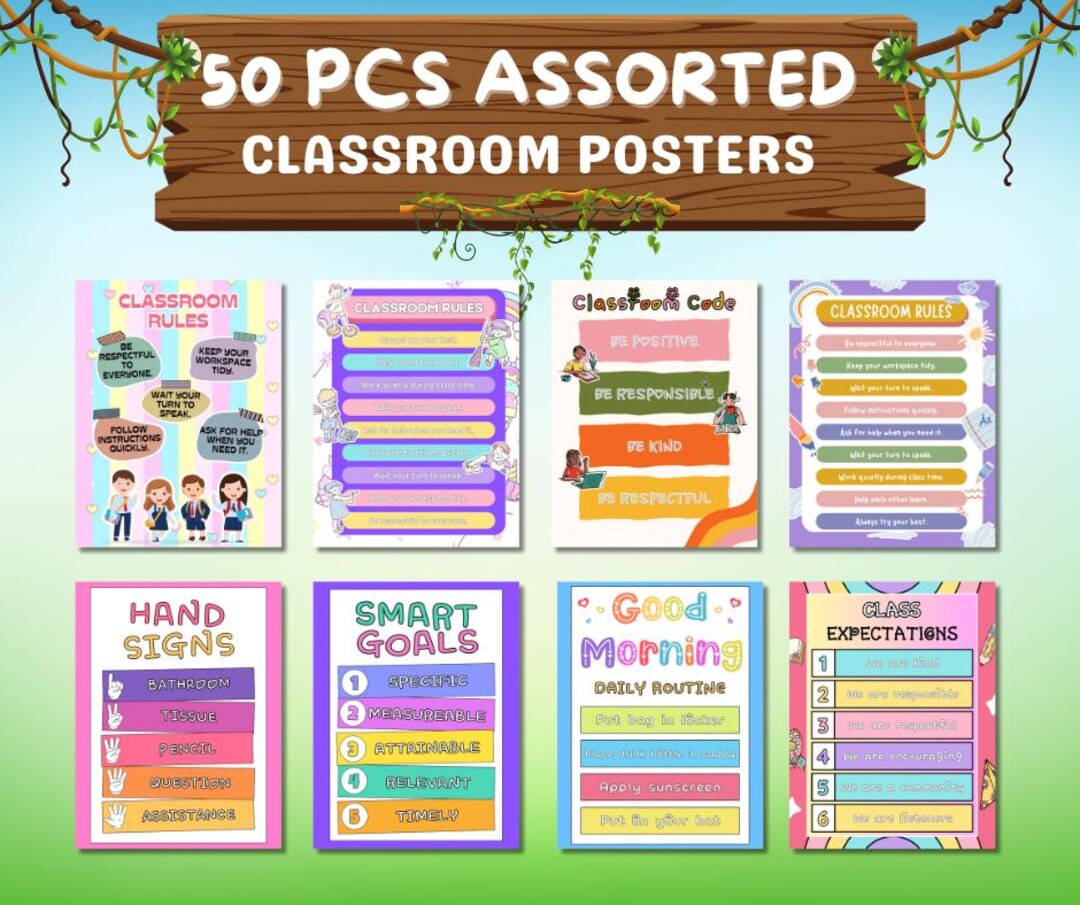 Editable Classroom Poster Set – 50 Aesthetic 8.5x11" Designs for ...
