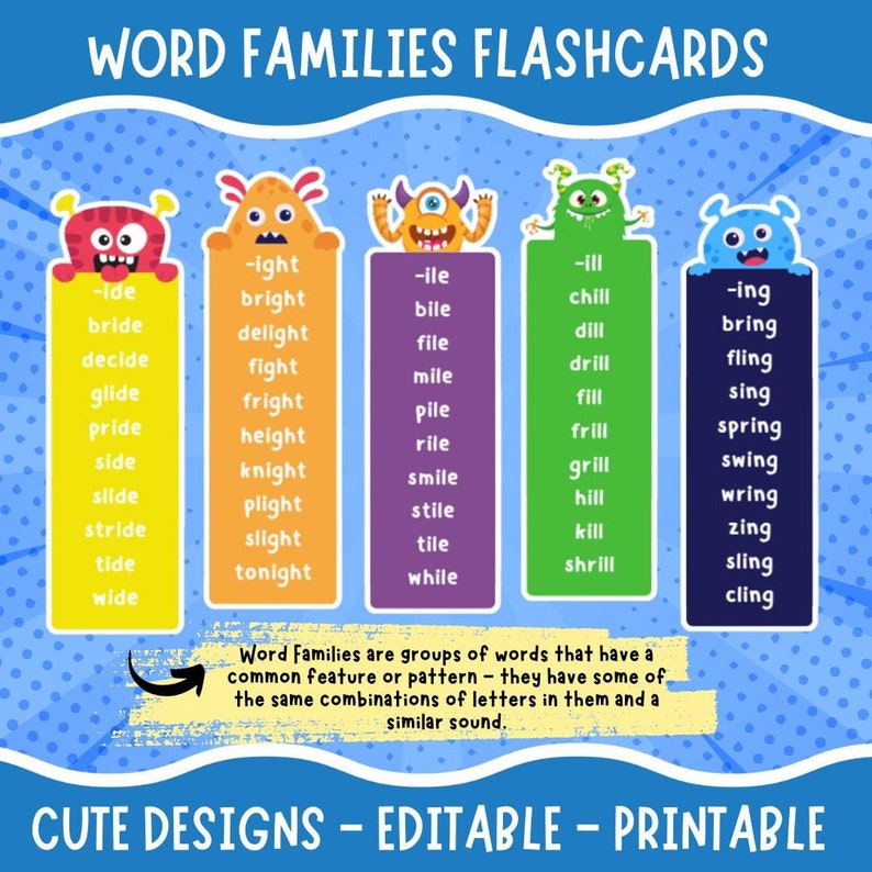CVC Words Flashcards: Learn to Read, Word Family Lists (printable) - Etsy