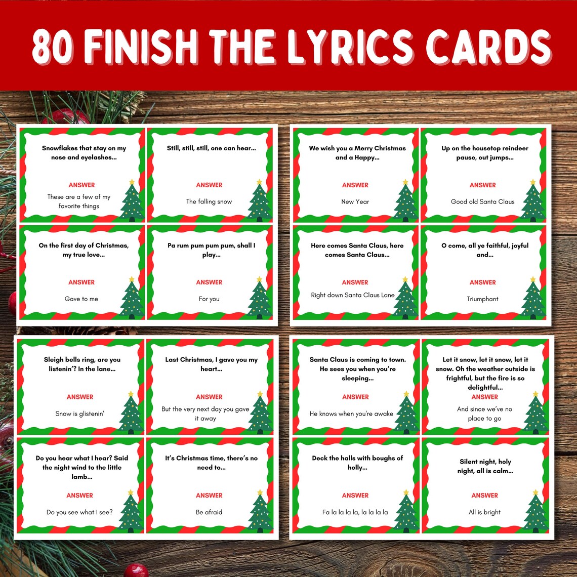 Christmas Hymns Finish the Lyrics Game Christmas Song Game Church Songs ...