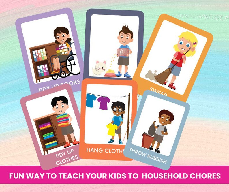 House Chores Printable Flashcards for Kids, Household Chores , Everyday ...