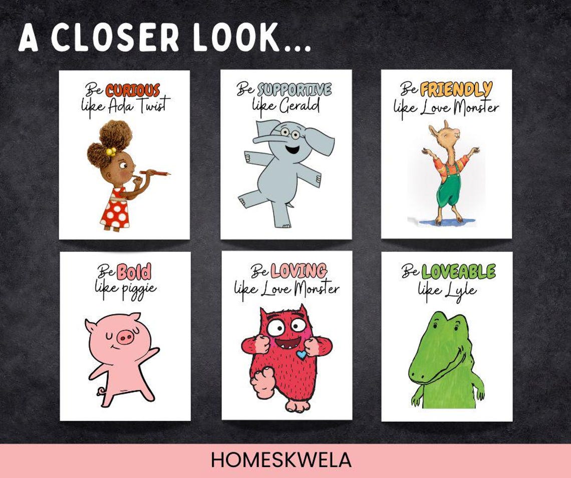 Childrens Book Character Gallery Wall Poster Bundle Positive ...