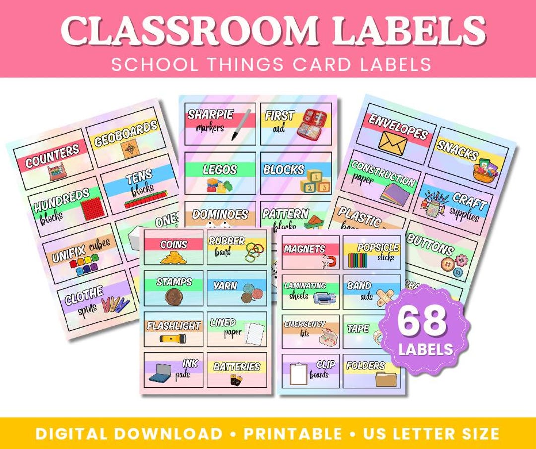 School Supplies Label Set – Printable for Kids & Classrooms | Back to ...