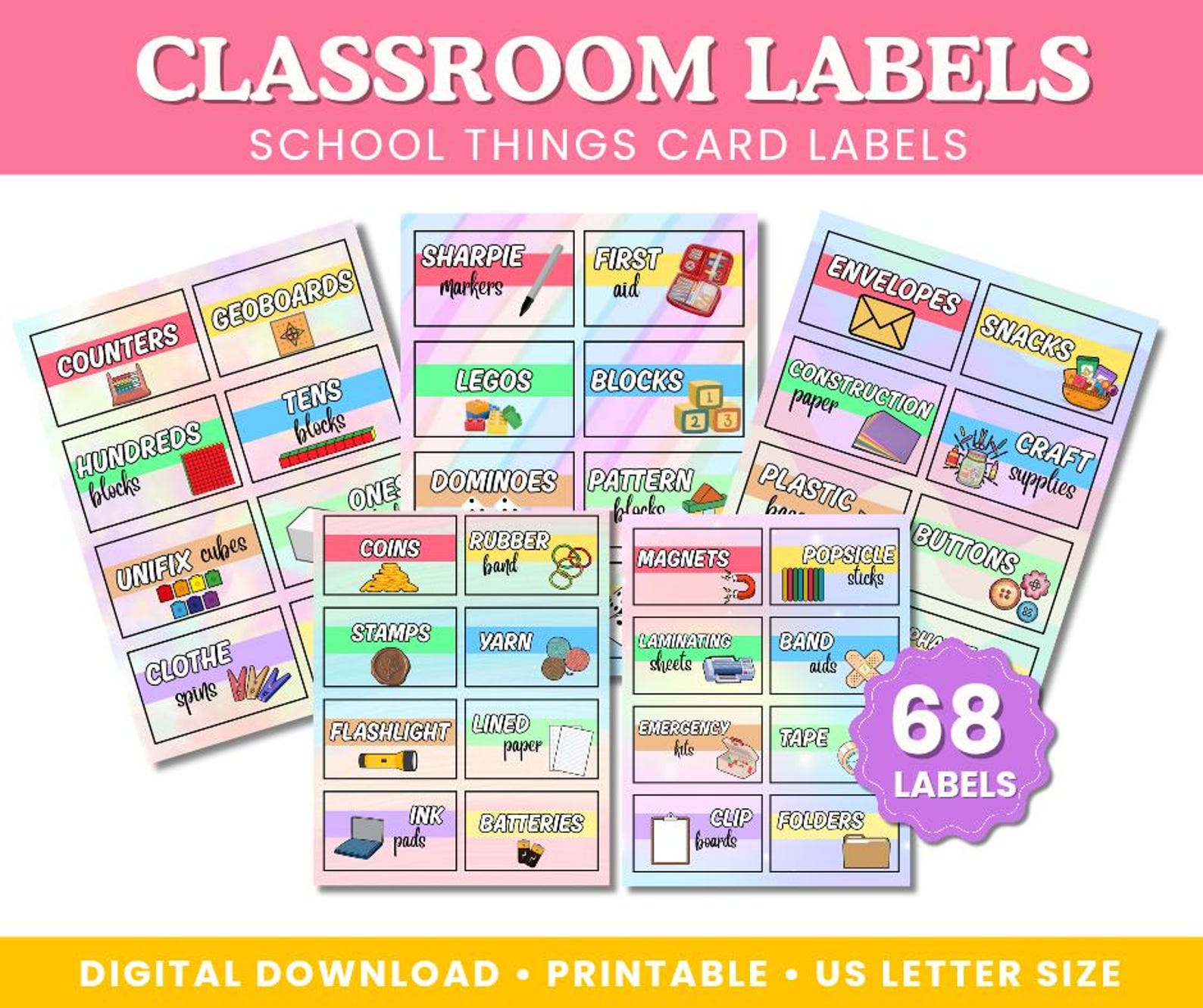 School Supplies Label Set – Printable for Kids & Classrooms | Back to ...