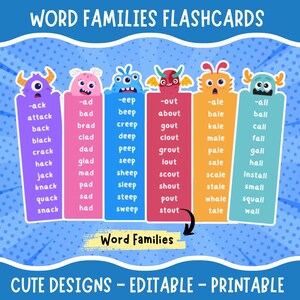 CVC Words Flashcards: Learn to Read, Word Family Lists (printable) - Etsy