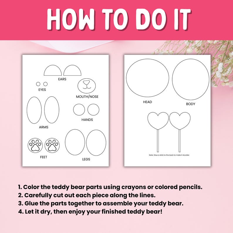 Teddy Bear Valentine Craft Printable | Cut and Paste Preschool Activity ...