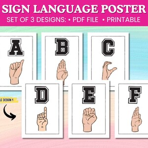 Rainbow ASL Alphabet Posters: Classroom Homeschool Decor (digital ...