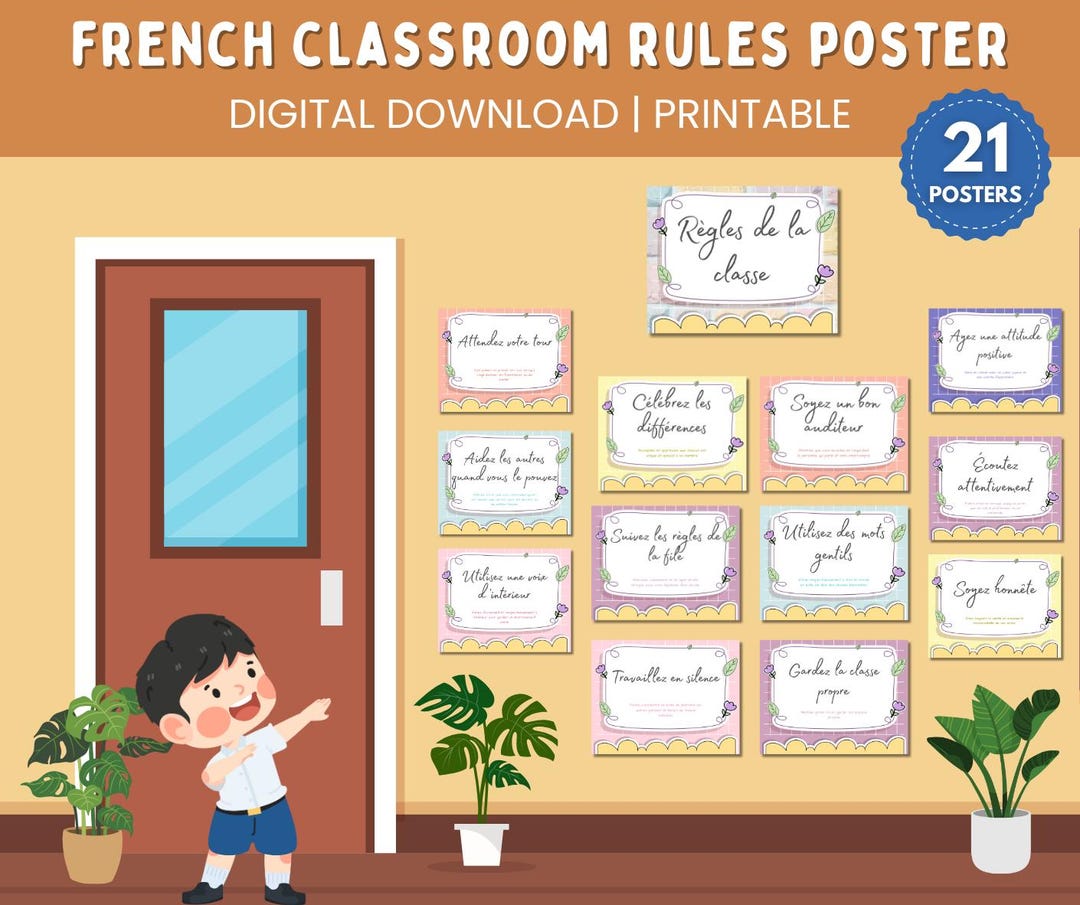 French Printable/editable Classroom Rules | Daycare Behavior Guidelines ...