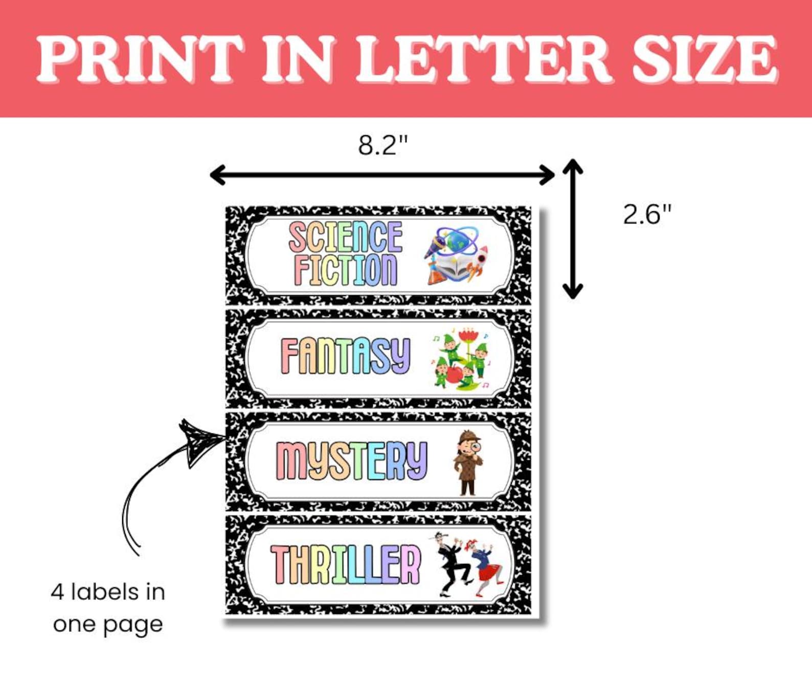 Classroom Library Labels by Genre & Topic for Book Bins and Bookshelves ...
