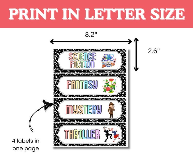 Classroom Library Labels by Genre & Topic for Book Bins and Bookshelves ...