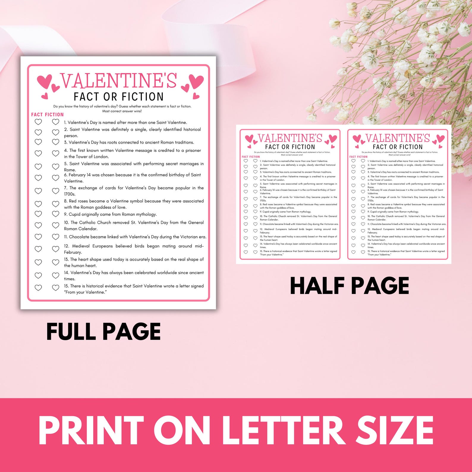 Valentine's Fact or Fiction Game: Fun Trivia Quiz (printable PDF) - Etsy