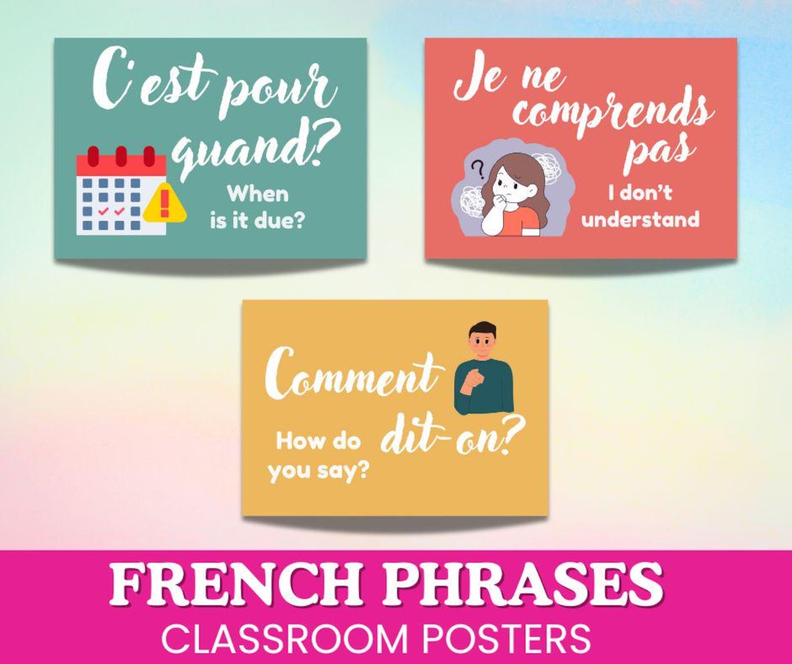 French Classroom Phrases Printable Poster Set – Colorful Bulletin Board ...