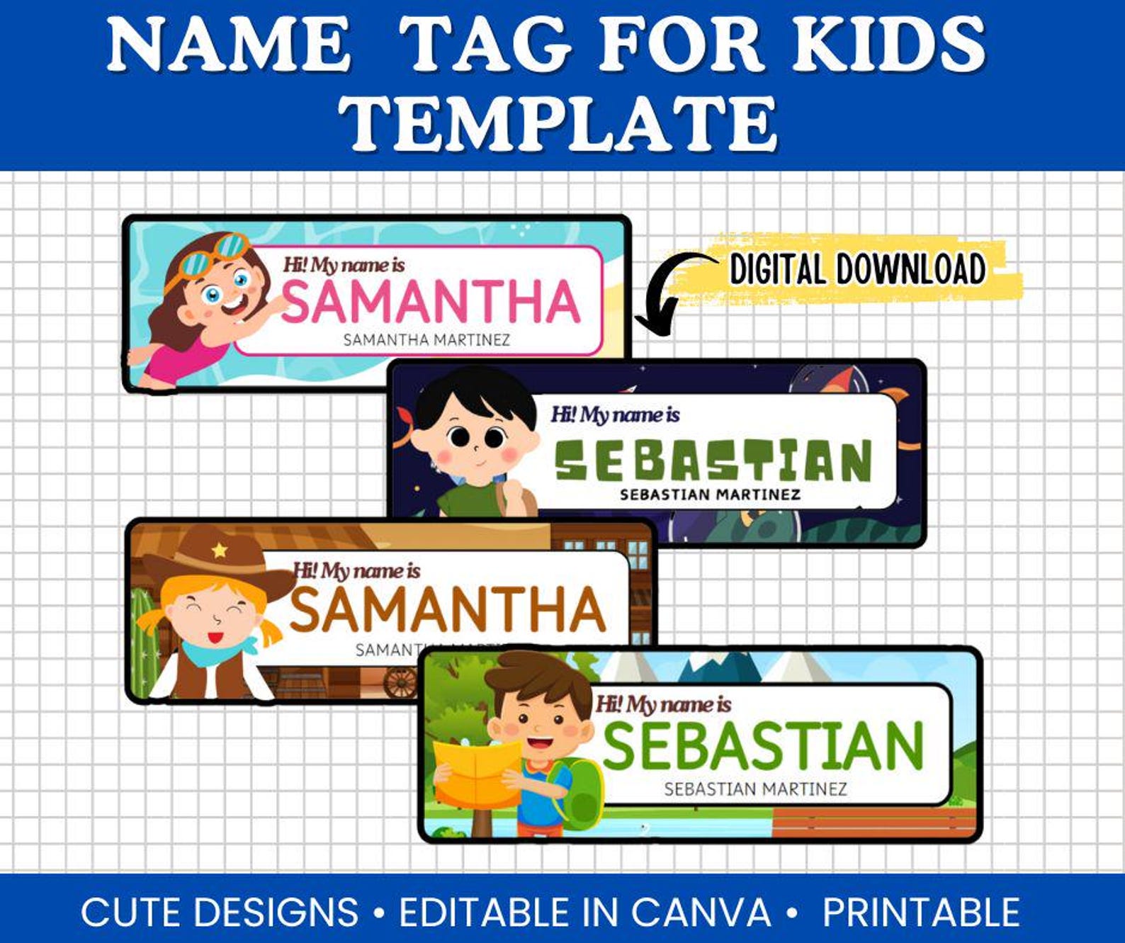 Editable Kids Name Tags: Pastel Classroom Labels (canva Template) - Etsy