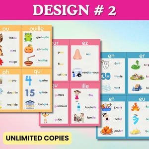 French Phonics Flashcards for Kids | 34 Educational Flashcards for the ...